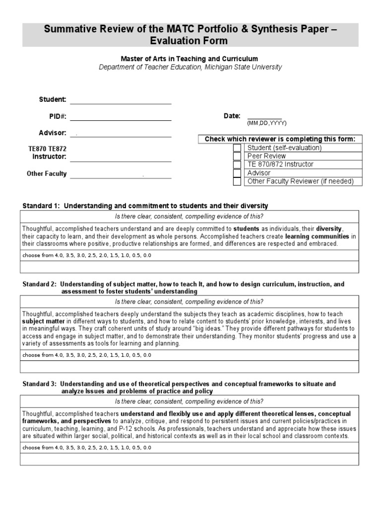 Summative Reveiw Form | PDF