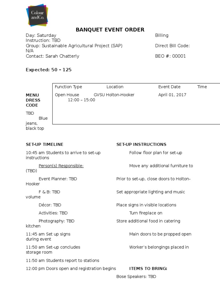 Banquet Event Order | PDF