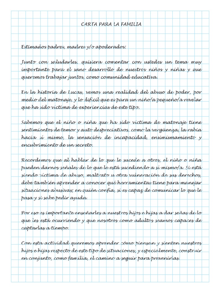 Carta para La Familia-Para Imprimir PDF | PDF