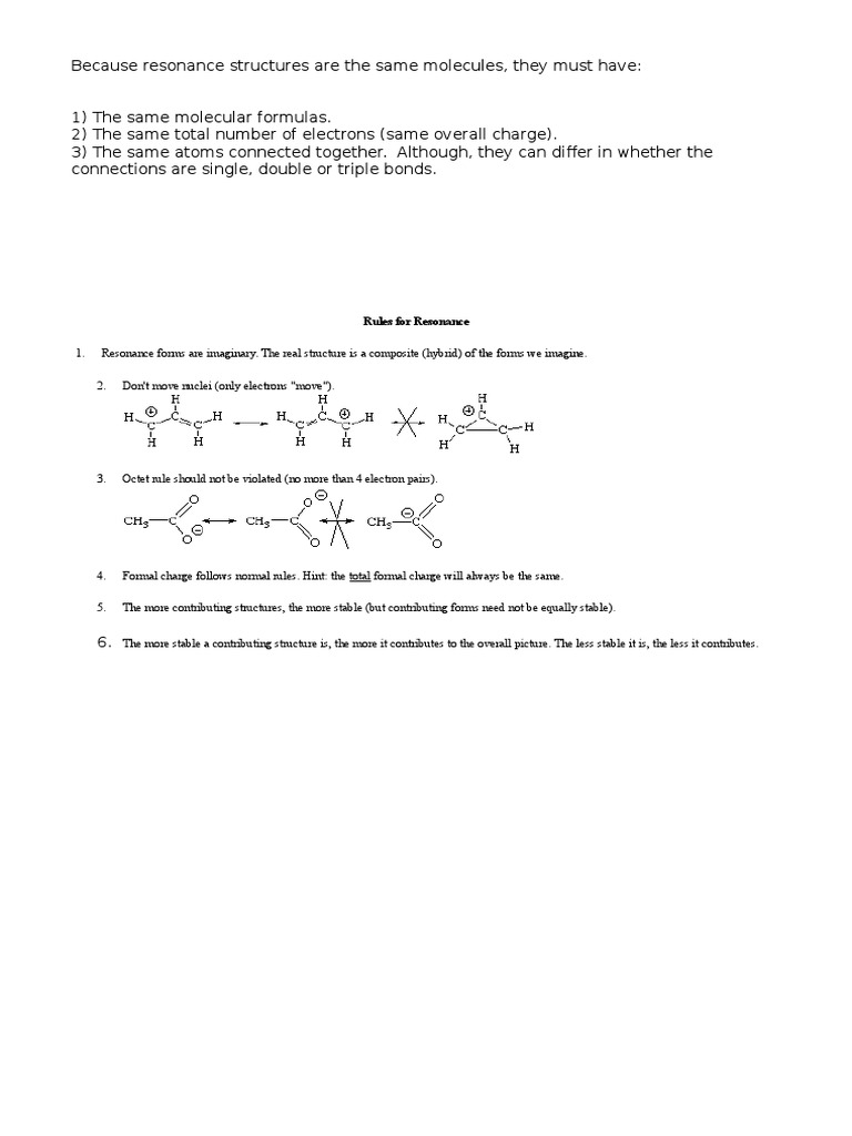 Rules for Drawing Resonance Structures and Determining Molecular ...