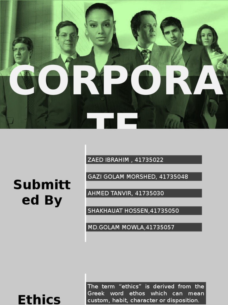 Presentation On Work Ethics Based On Corporate Movie | PDF | Bribery | Corruption