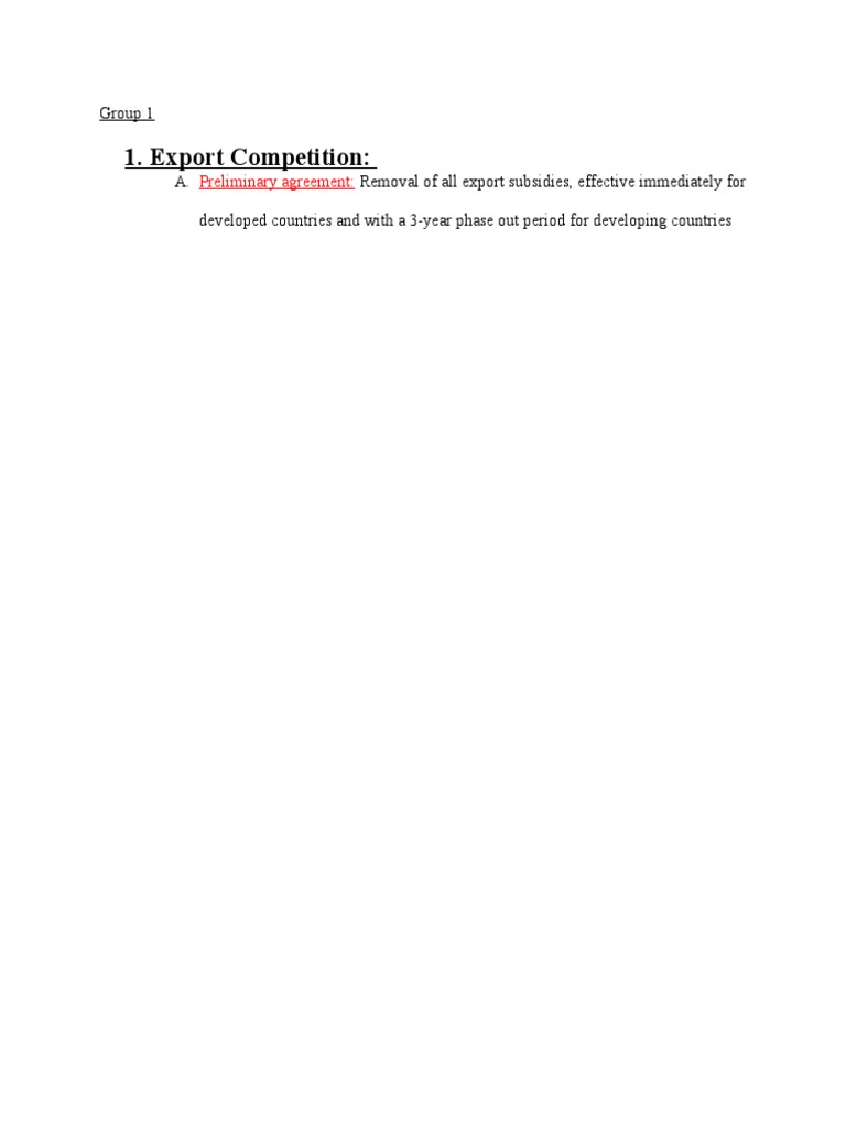 WTO Agricultural Trade Agreement Summary | PDF | Economics | Agriculture