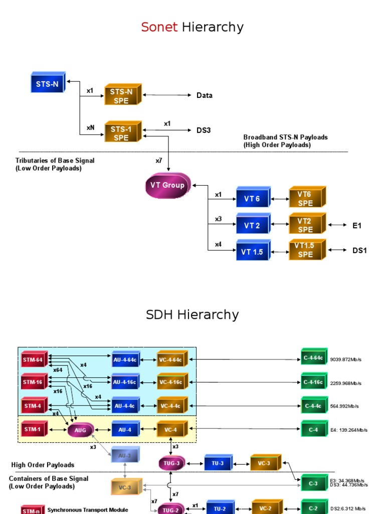 Sonet SDH Hierarchy | PDF | Telecommunications Equipment | Internet Protocols