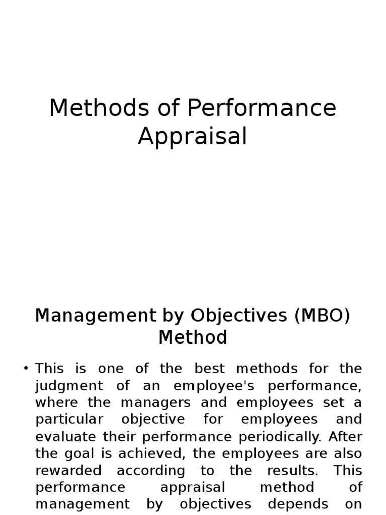 Performance Appraisal Methods Overview | PDF | Performance Appraisal ...