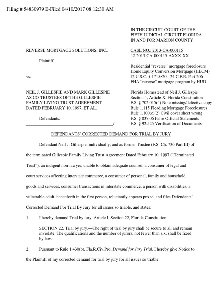 Defendants' Corrected Demand For Trial by Jury | PDF | Consumer ...
