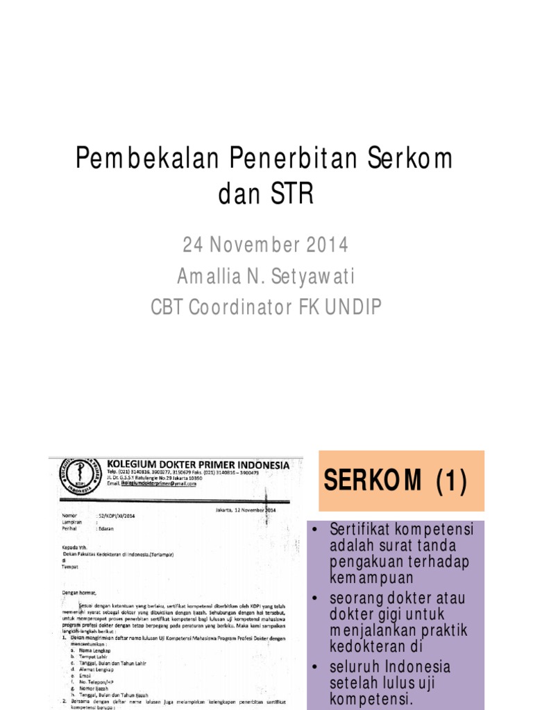 Pembekalan Penerbitan Serkom Dan STR | PDF