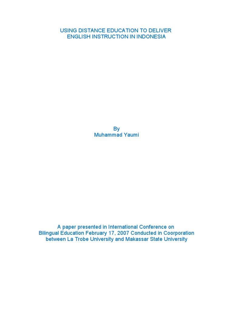 Using Distance Education To Deliver English Instruction in Indonesia ...