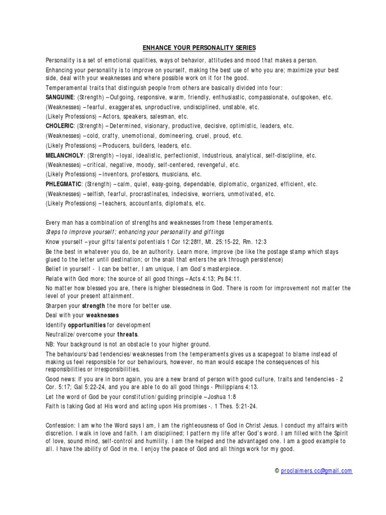 Enhance Your Personality | PDF | Psychological Concepts | Behavioural ...