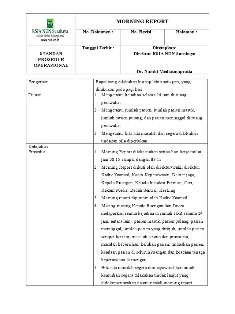 SOP Morning Report | PDF