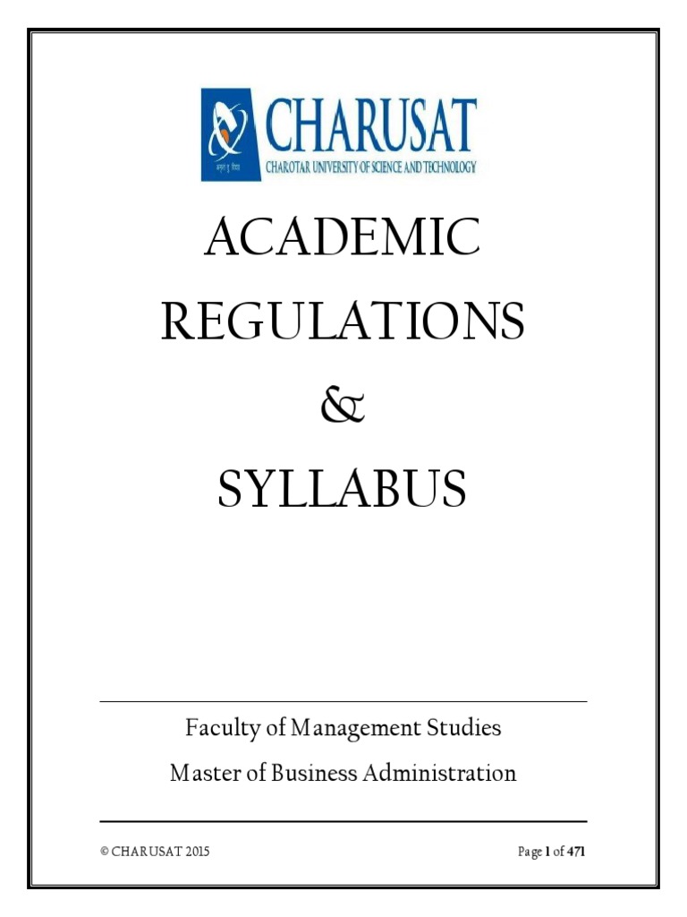 Final Mba Syllabus 2015 2017 | PDF | Master Of Business Administration ...
