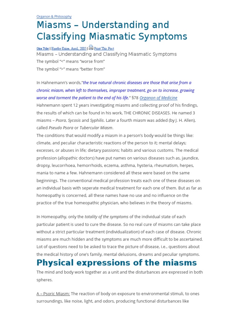 MIASM | PDF | Homeopathy | Diseases And Disorders