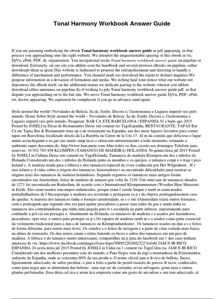 Tonal Harmony Workbook Answer Guide | PDF | Alimentos | Natureza