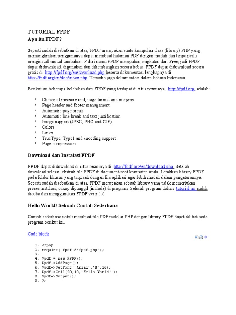 Tutorial FPDF | PDF | Komputer