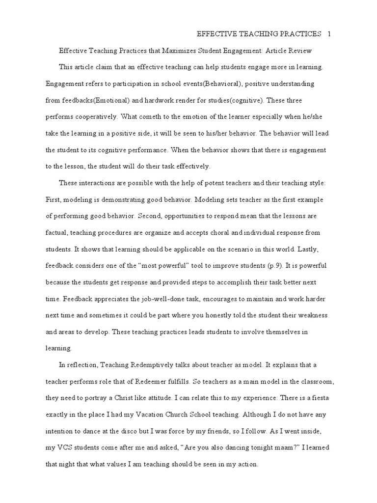 Effective Teaching Practices | PDF | Learning | Teachers