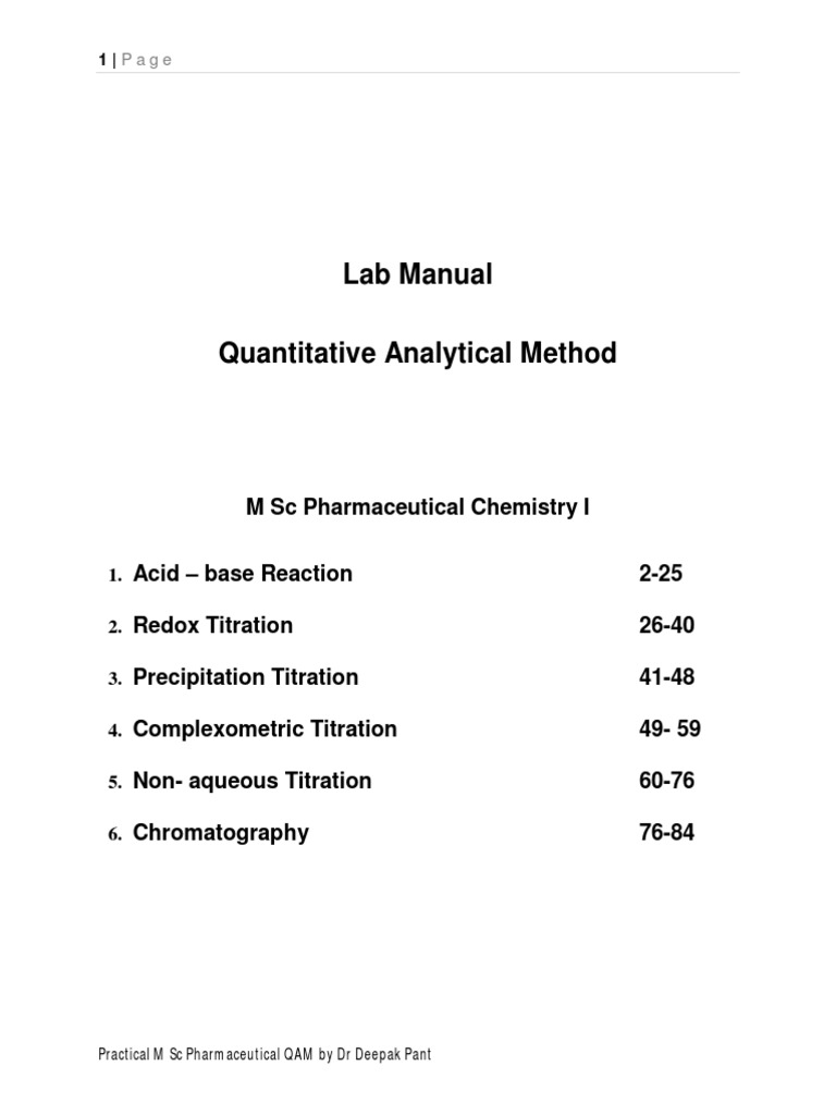 Lab Manual PDF | PDF | Titration | Chemistry