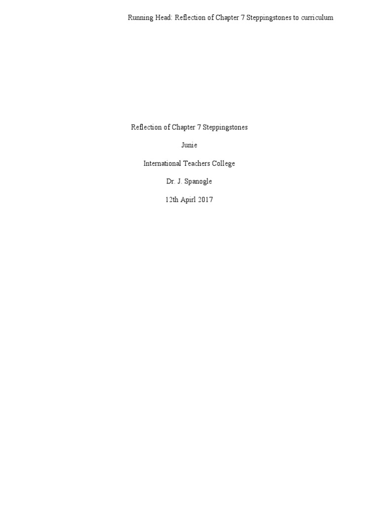Steppingstoneschapter 7 Reflection | PDF | Behavior Modification | Cognition