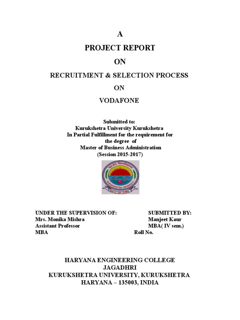 Front Pages of Project | PDF | Recruitment | Master Of Business ...