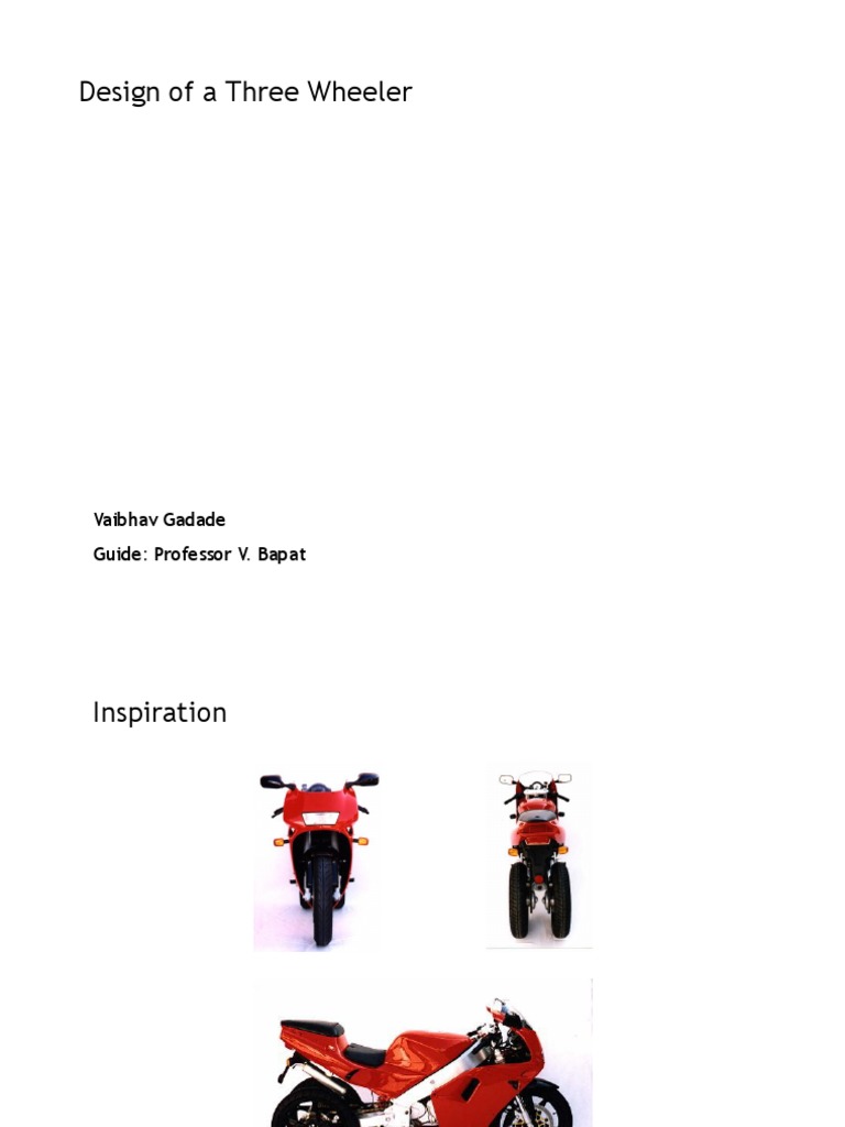 Design Three Wheeler | PDF | Motorcycle | Suspension (Vehicle)