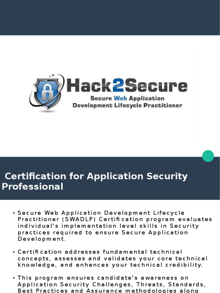 Secure Web Application Development Lifecycle Practitioner Swadlp