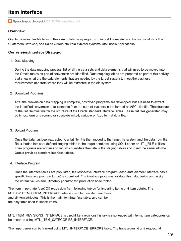 Item Interface | Download Free PDF | Oracle Database | Table (Database)