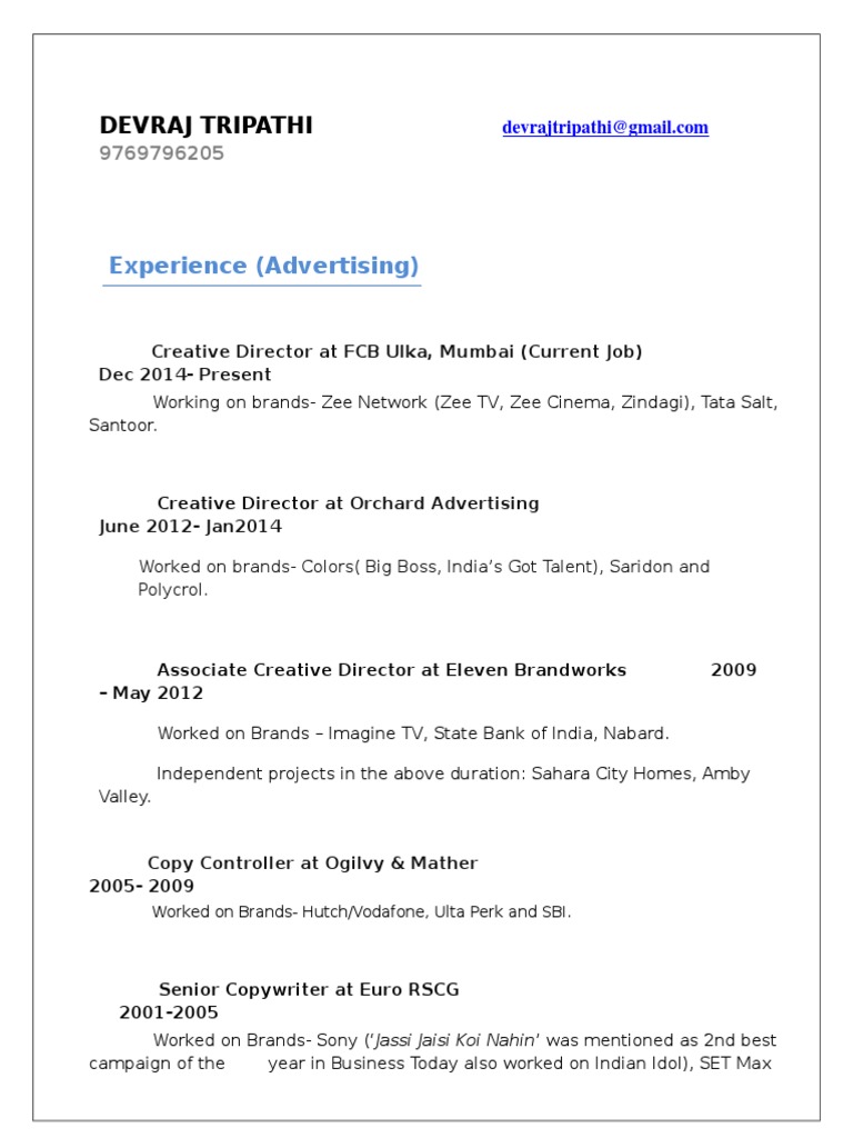 Devraj Tripathi CV | PDF | Business