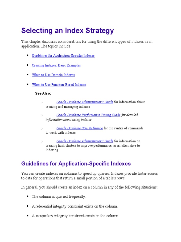 Selecting An Index Strategy | PDF | Database Index | Relational Database