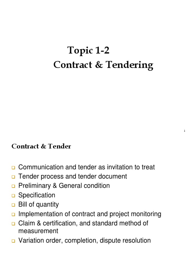 Topic 1-2 - Contracts Tender | PDF | Offer And Acceptance | Private Law