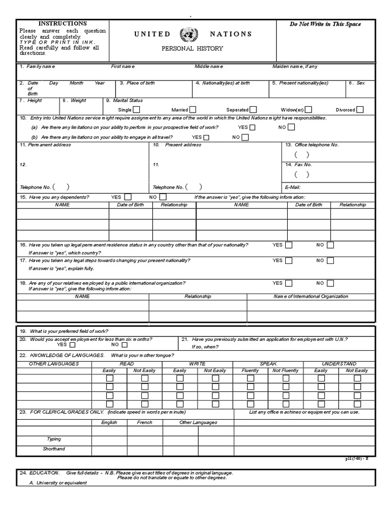 Personal History Form P11 | Download Free PDF | Employment | Salary