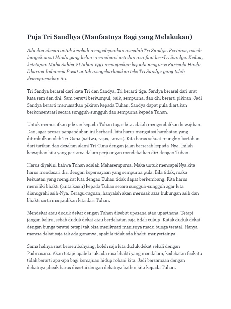 Puja Tri Sandhya | PDF