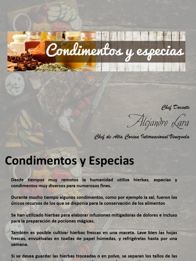 Condimentos y Especias | PDF | Pimiento | Comida y bebida