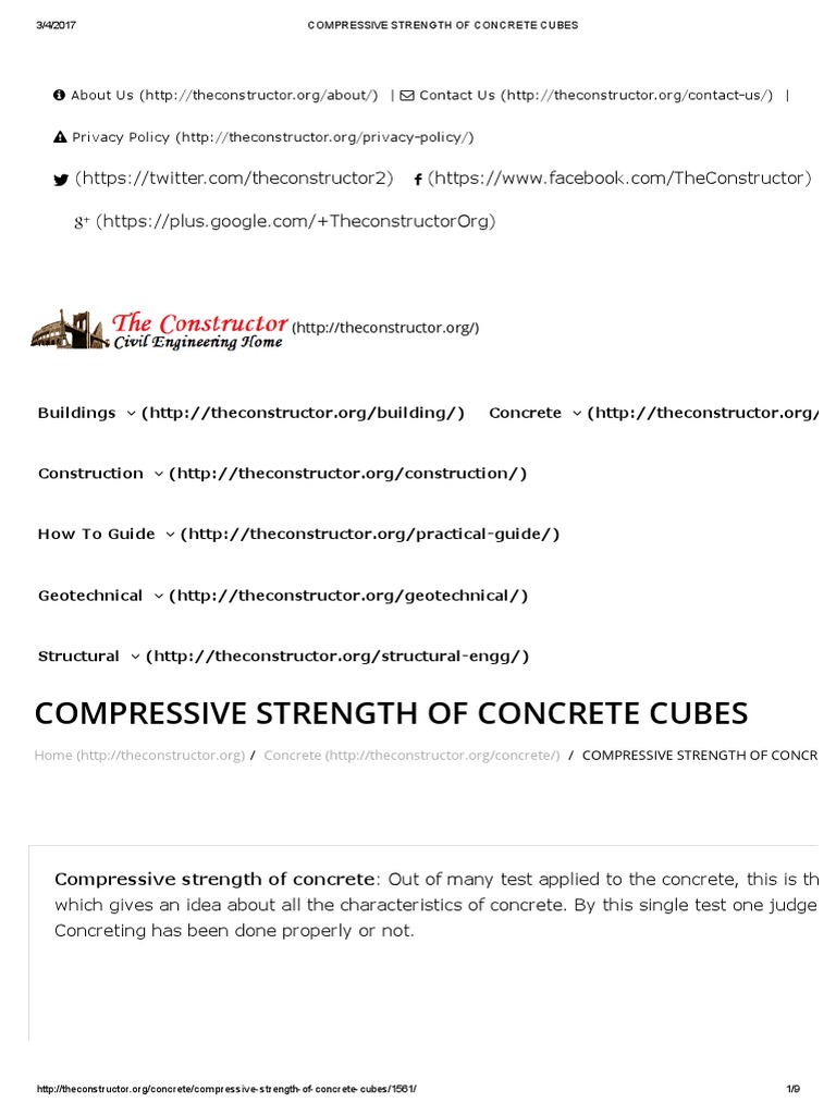 Compressive Strength of Concrete Cubes | PDF | Concrete | Building ...