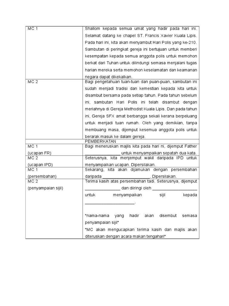 Skrip Emcee Hari Polis | PDF