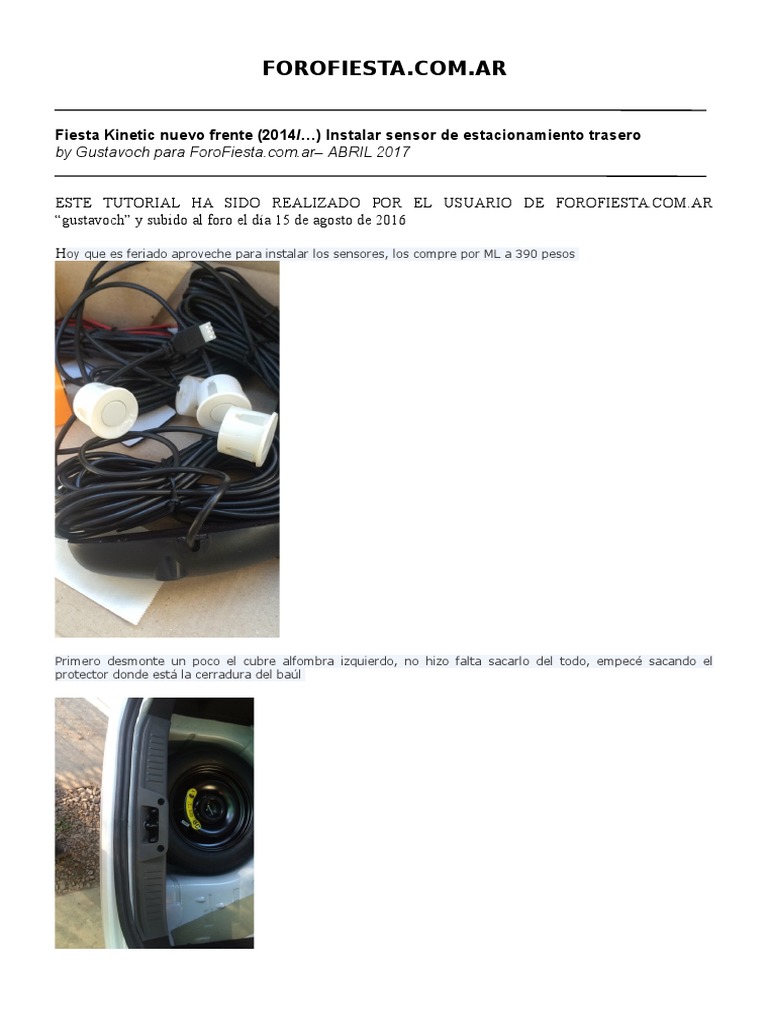 Ford Fiesta Kinetic 2014 Instalacion Sensores Posteriores | PDF