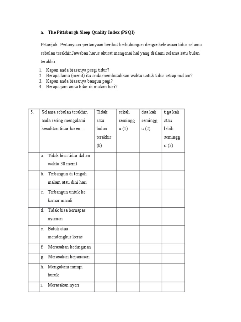 PSQI | PDF