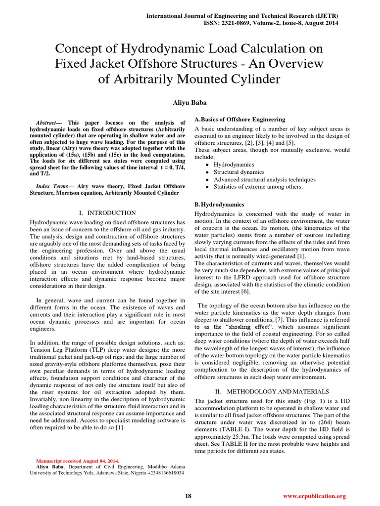Concept of Hydrodynamic Load Calculation On Fixed Jacket Offshore ...