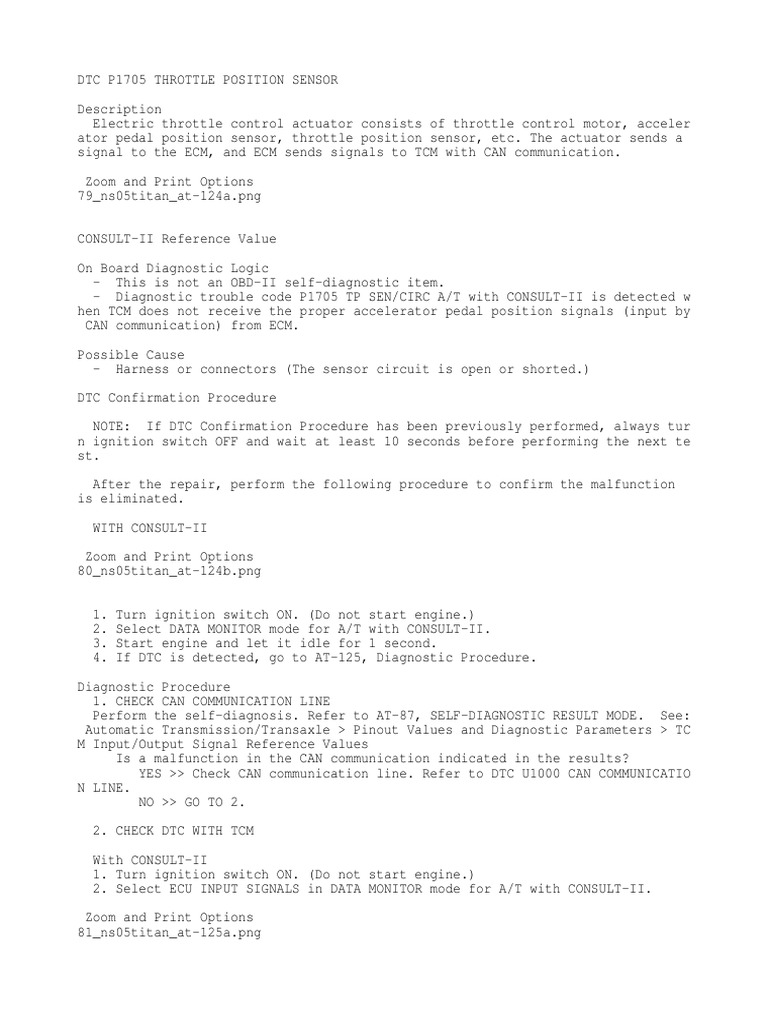 DTC P1705 Throttle Position Sensor | PDF | Throttle | Transportation ...
