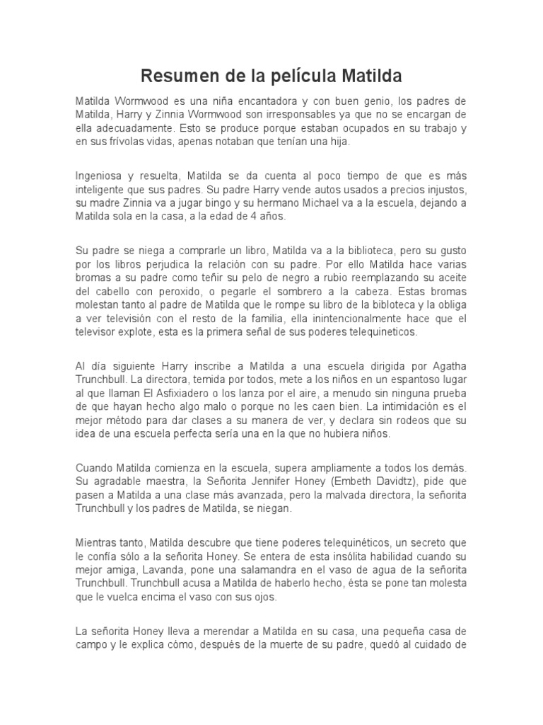 Resumen de Matilda: Magia y Familia | PDF | Cine | Ocio