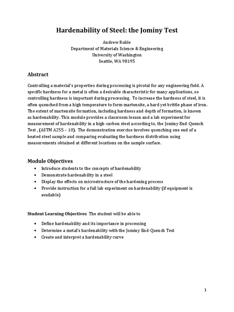 Hardenability of Steel | PDF | Steel | Hardness