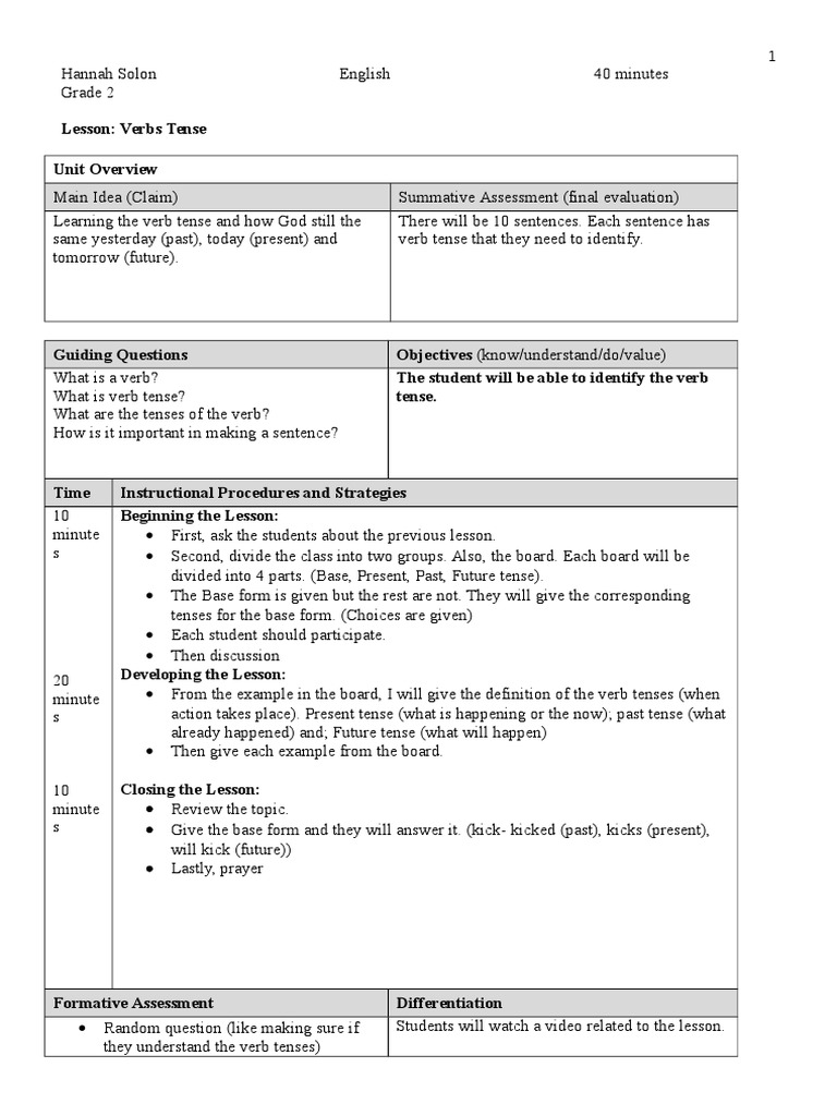 Verb Tenses | PDF | Educational Assessment | Verb