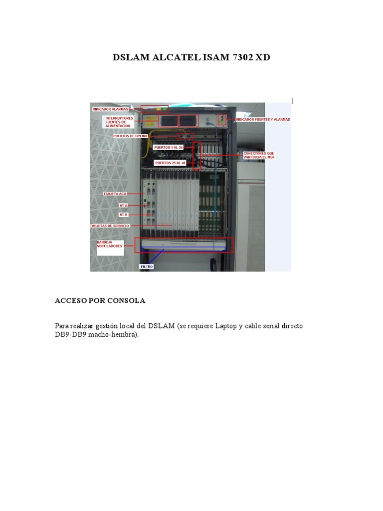 Acceso y Mantenimiento DSLAM Alcatel | PDF | Equipo de ...