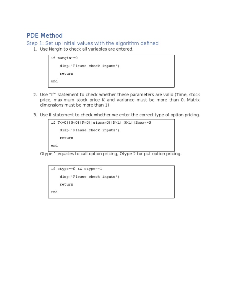 Pde Method Step 1 Set Up Initial Values With The Algorithm Defined