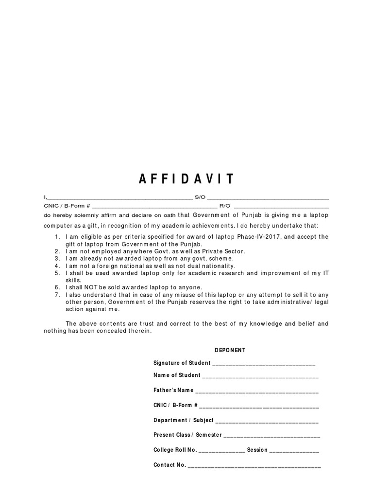 Affidavit for Laptop