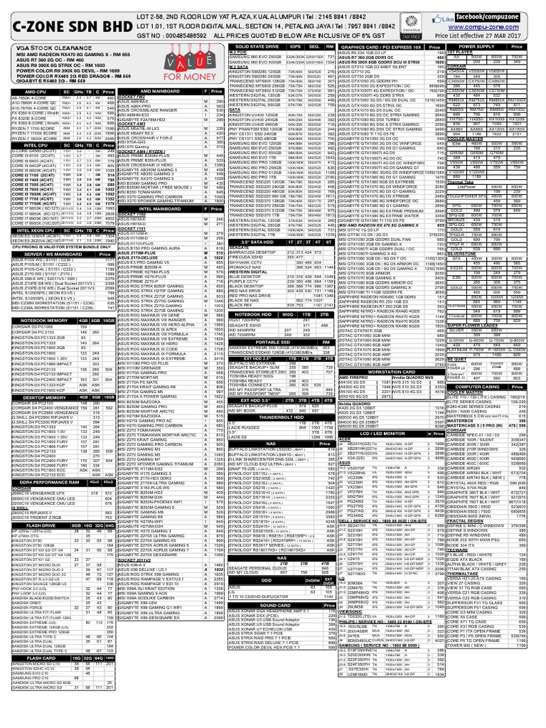 Computer Hardware Price List 2017 | PDF | Computer Hardware | Office ...