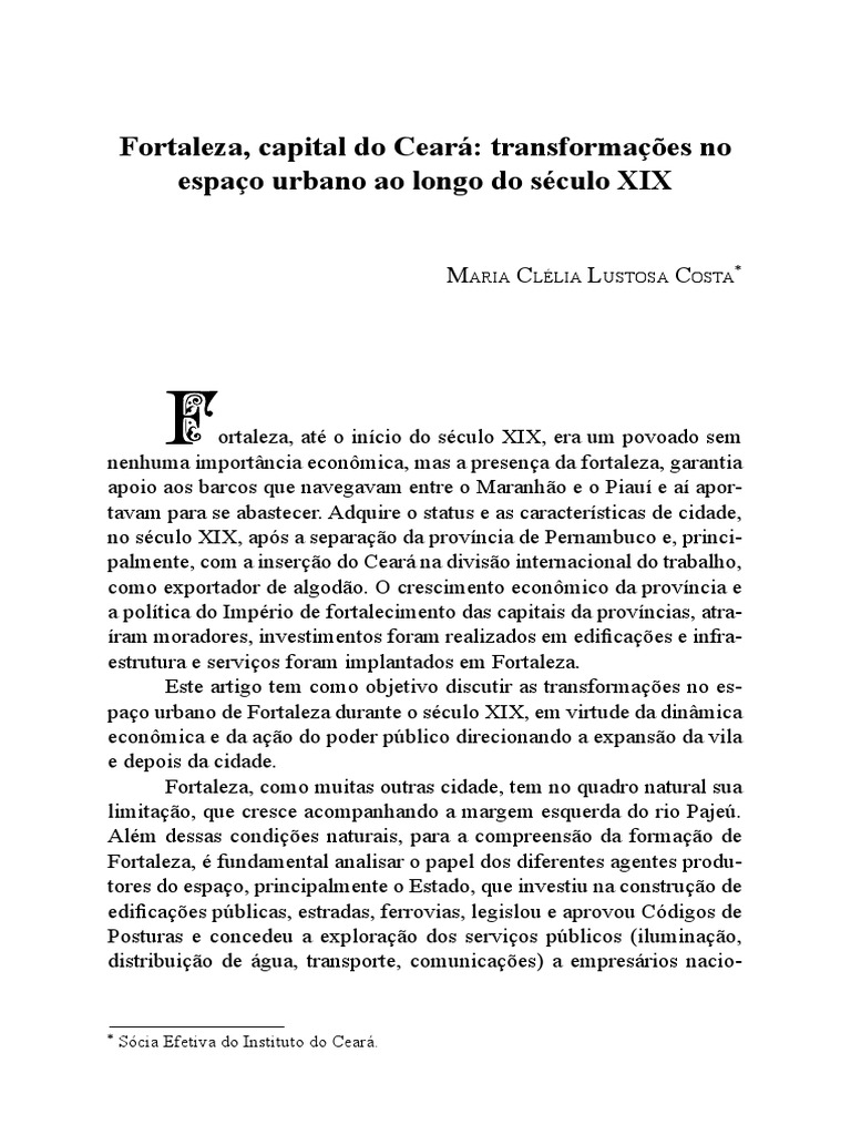 TEXTO Fortaleza, Capital Do Ceará Transformações No Espaço Urbano Ao ...