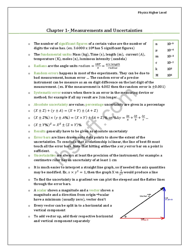 Chapter 1-Measurements and Uncertainties: Significant Figures | PDF ...