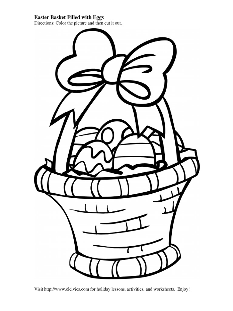 Easter Basket Filled With Eggs: Directions: Color The Picture and Then ...