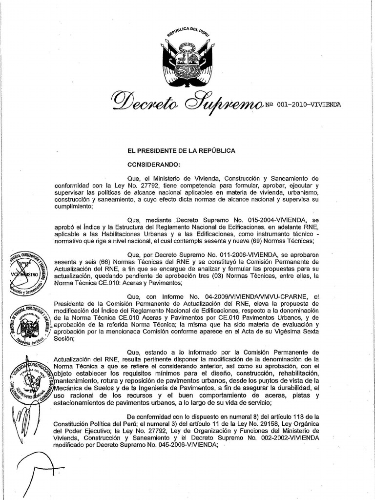Norma 010 Pavimentos Urbanos | PDF | Regulación | Información del gobierno