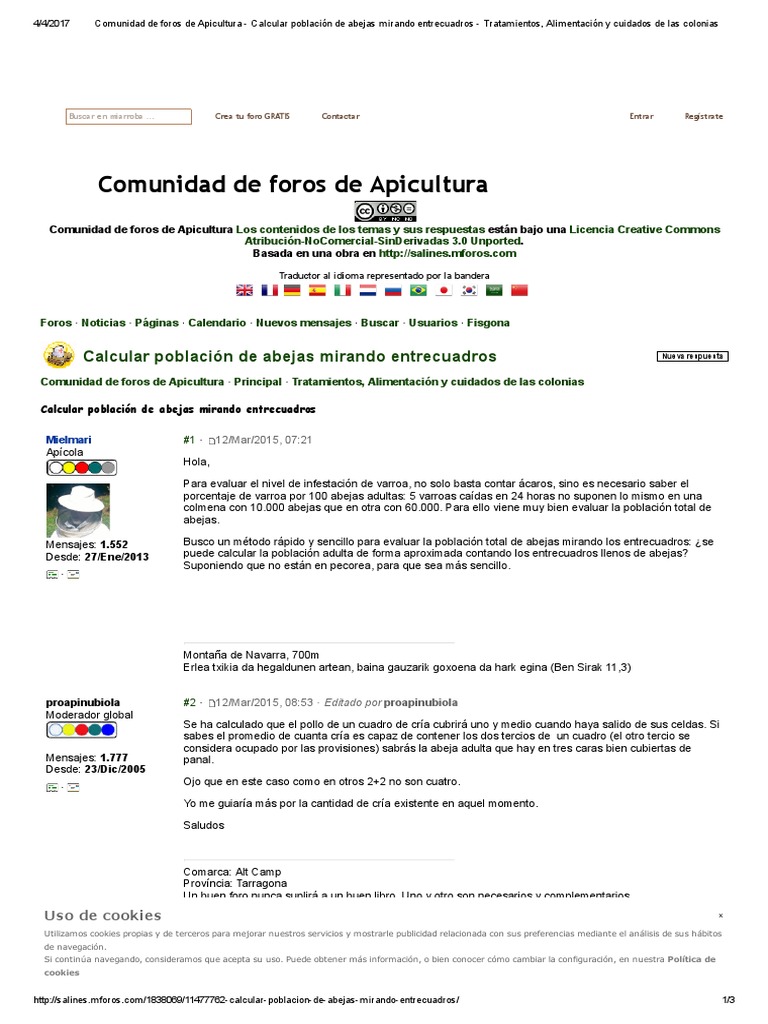 Comunidad de Foros de Apicultura - Calcular Población de Abejas Mirando ... Comunidad de Foros de Apicultura - Calcular Población de Abejas Mirando ...