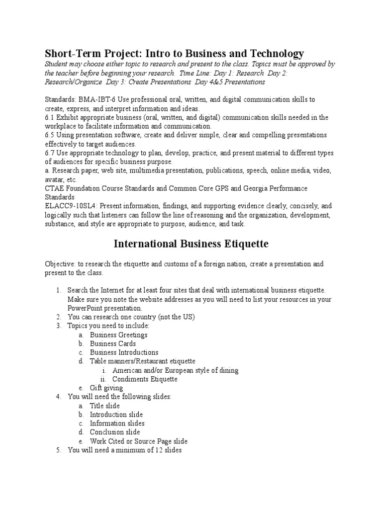 Short Term Project | PDF | Etiquette | Multimedia