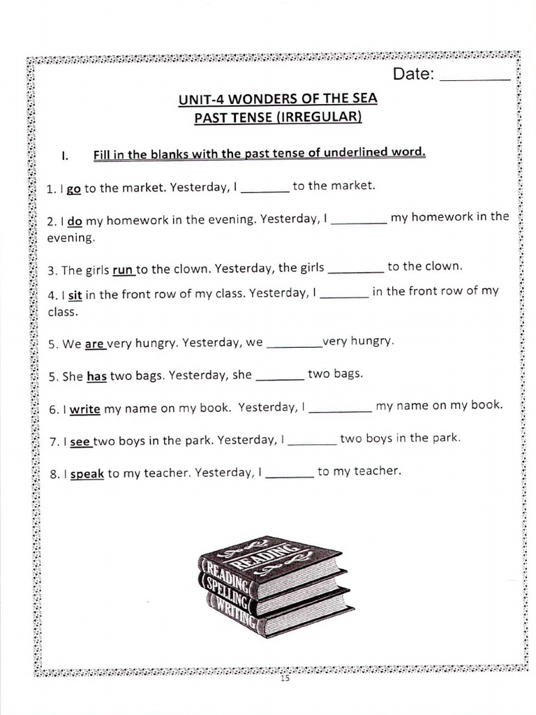 CBSE Class 2 English Practice Worksheets (106) - Past Tense | PDF